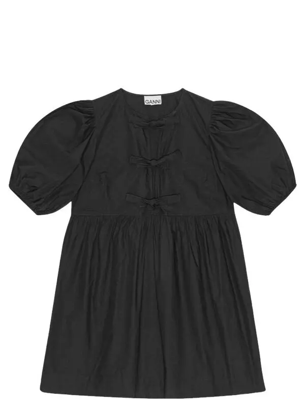 GANNI Knot Poplin Dress - Black