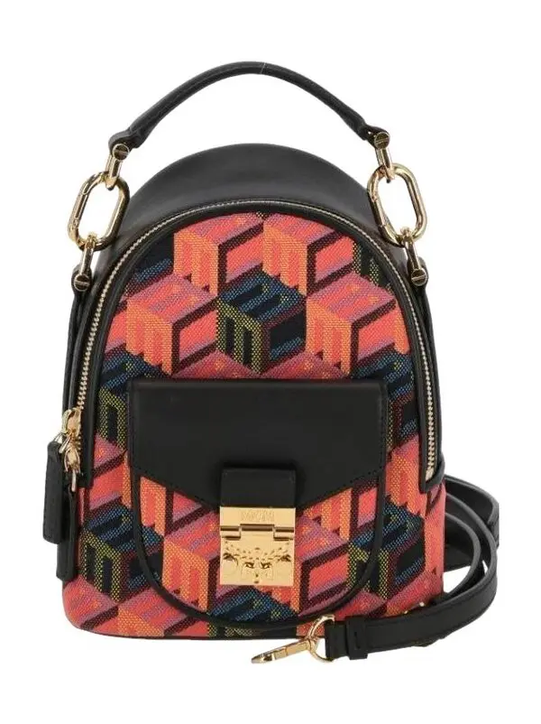 Mcm Patricia Cubic Monogram Jacquard Backpack - Black