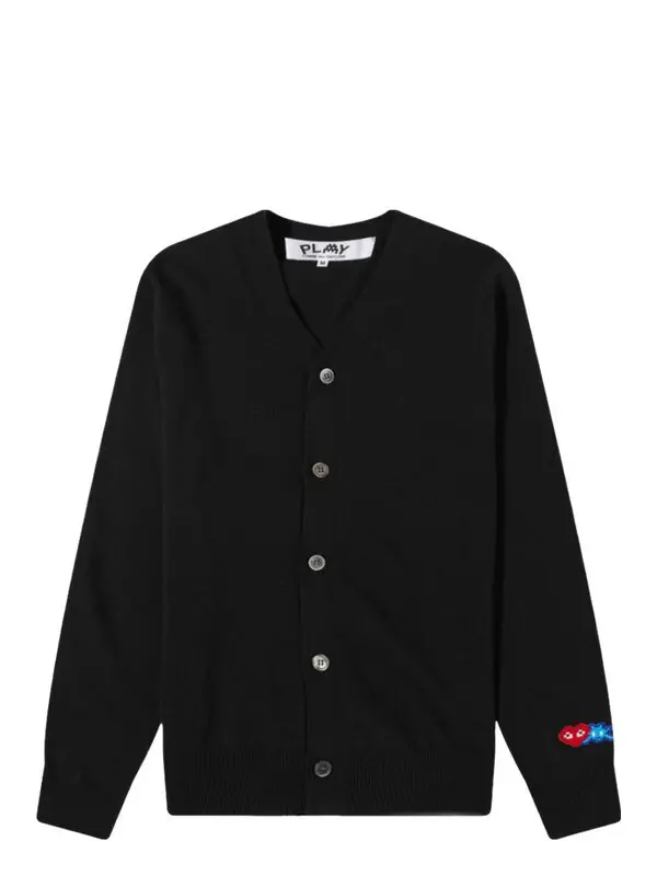 Play Comme Des Garcon Long-sleeved Knitted Cardigan - Black