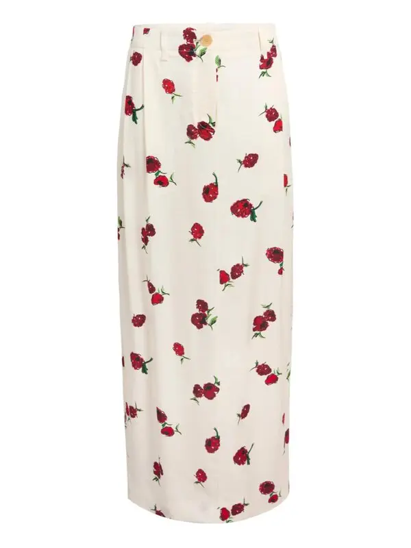 Khaite Lucian Skirt With Raspberry Print - White