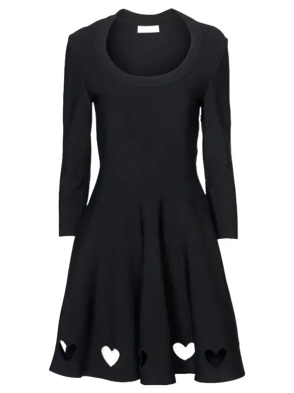 Alaïa U-neck Knitted Dress With Heart Cut-outs - Black