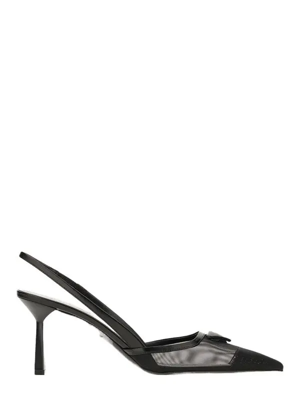 Prada Mesh Panelled Slingback Pumps - Black