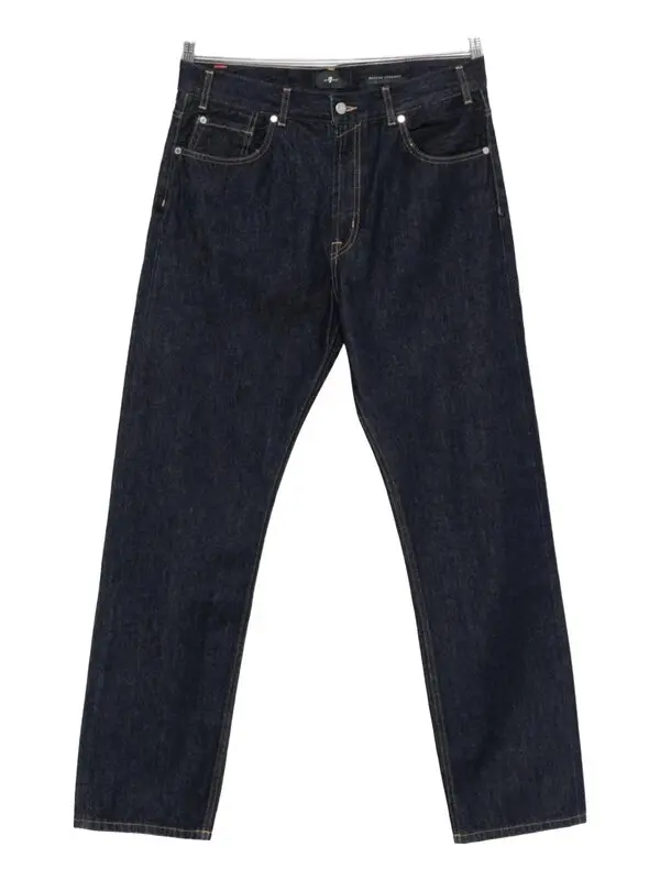 7 For All Mankind Straight Leg Cotton Jeans - Black