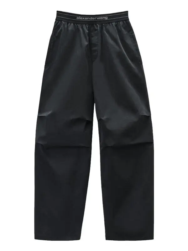 Alexander Wang Logo Waistband Wide Leg Pants - Black