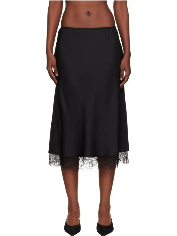RÓHE Lace Trim Skirt - Black
