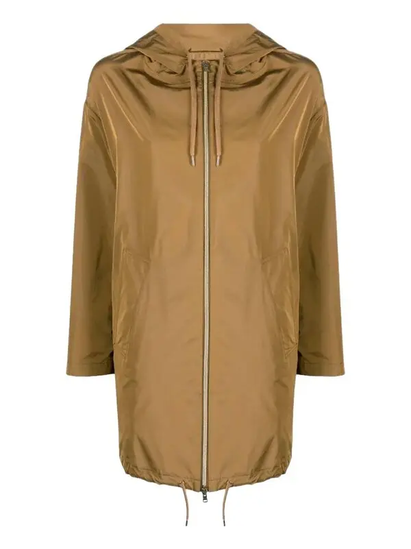 Herno Drawstring Hooded Raincoat - Brown