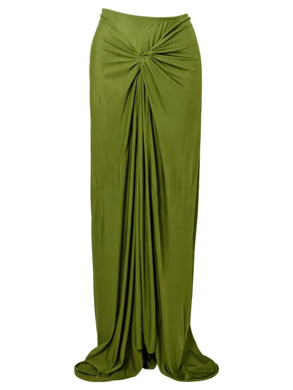 Dries Van Noten Pleated Knit Maxi Dress - Green