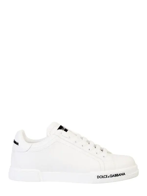 Dolce & Gabbana Portofino Leather Sneakers - White
