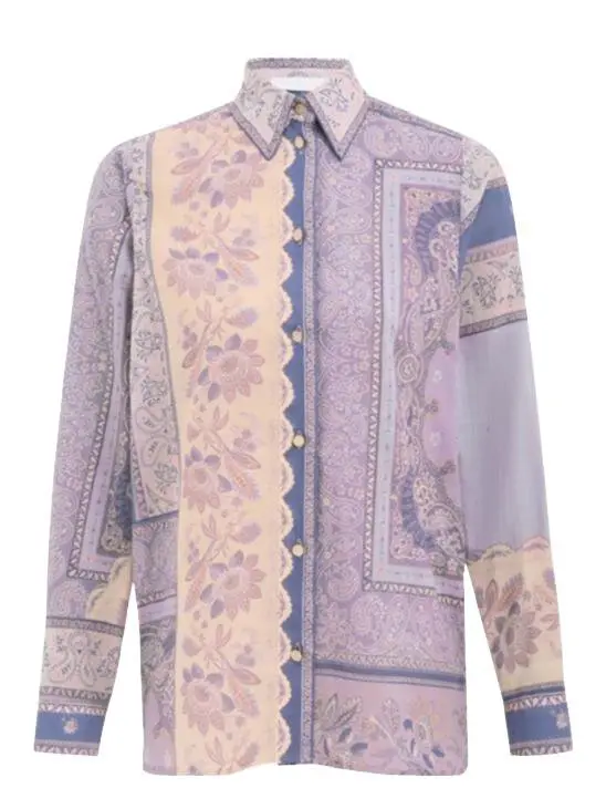 Zimmermann Lucky Relaxed Shirt - Blue Head Scarf