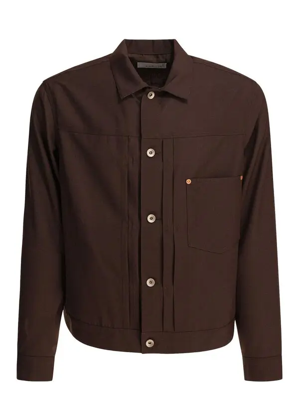 Sacai Buttoned Straight Hem Jacket - Brown