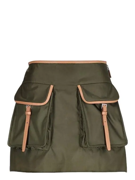 Prada Logo Patch Pocket Detail Mini Skirt - Brown