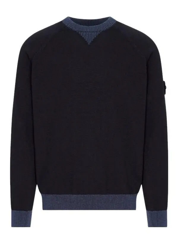 Stone Island Logo Patch Crewneck Jumper - Blue