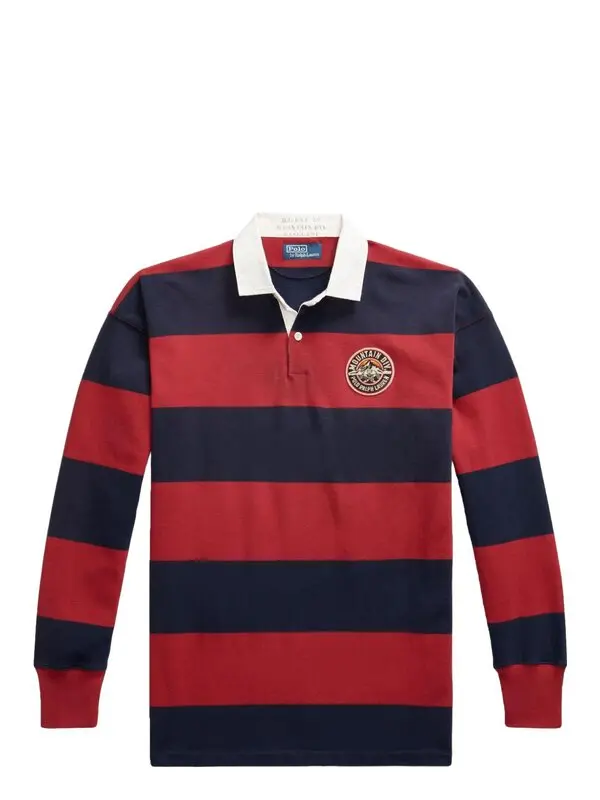 Ralph Lauren Polo Fit Striped Jersey Rugby Polo Shirt - Red
