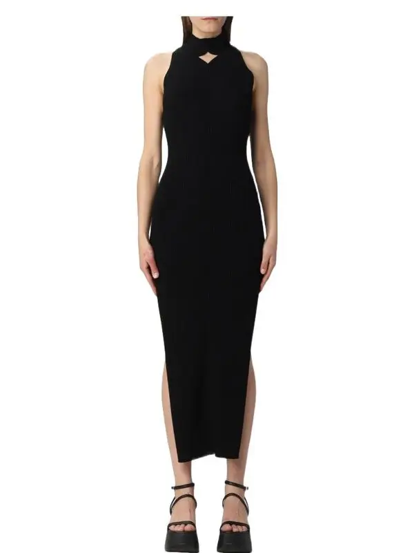 COURREGES Ribbed Cut-out Midi Dress - Black
