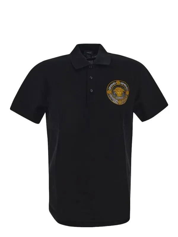 Versace Straight-hem Polo Shirt - Black