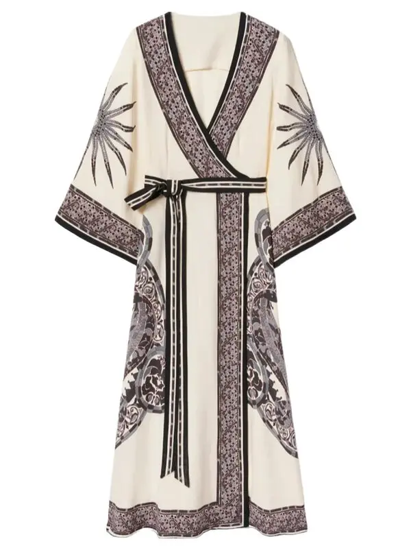 La DoubleJ Long Sleeve Wrap Maxi Dress - Grey