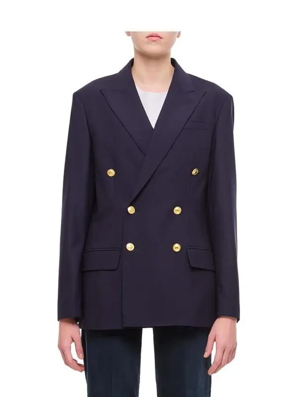 Polo Ralph Lauren Double-breasted Crepe Blazer - Black