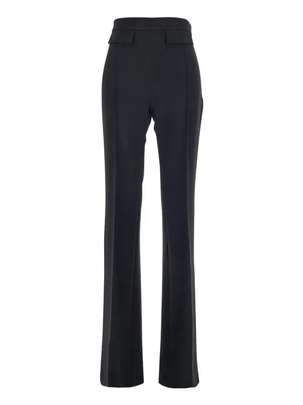 Elisabetta Franchi Logo Embroidered High Waist Straight Leg Pants - Black