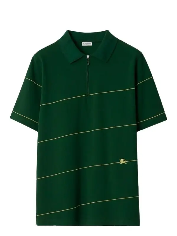Burberry Striped Short Sleeved Polo Shirt - Green