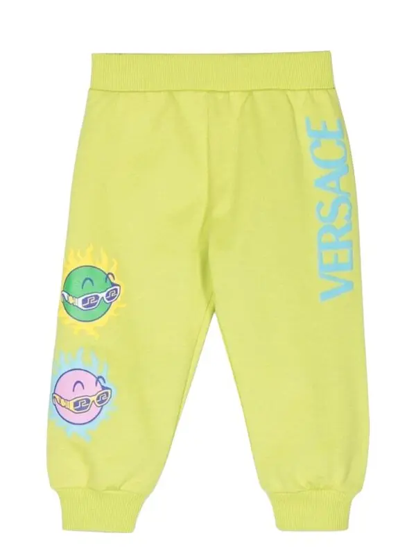 Versace Logo Print Track Pants - Yellow