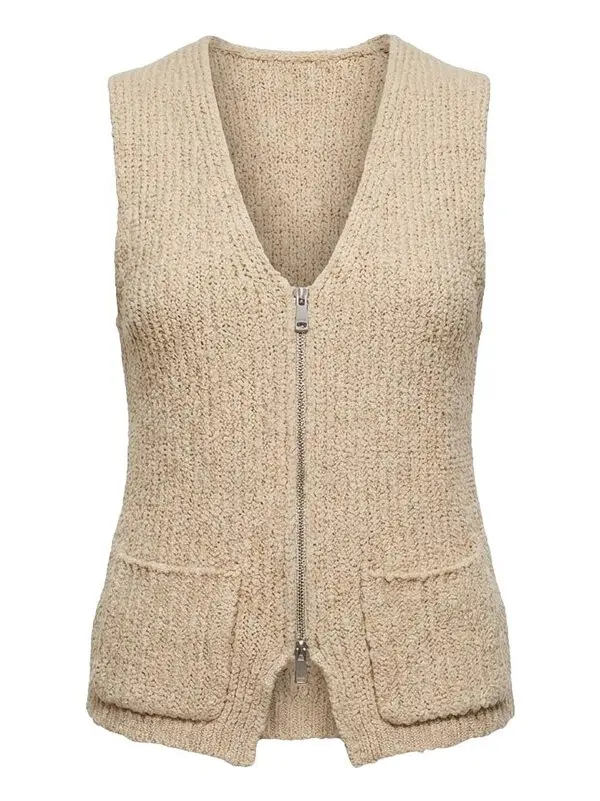 AYA MUSE Elastic Ribbed Knit Vest - Nude