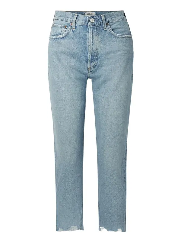 AGOLDE Riley Cropped Jeans In Soft Blue - Lightdenim