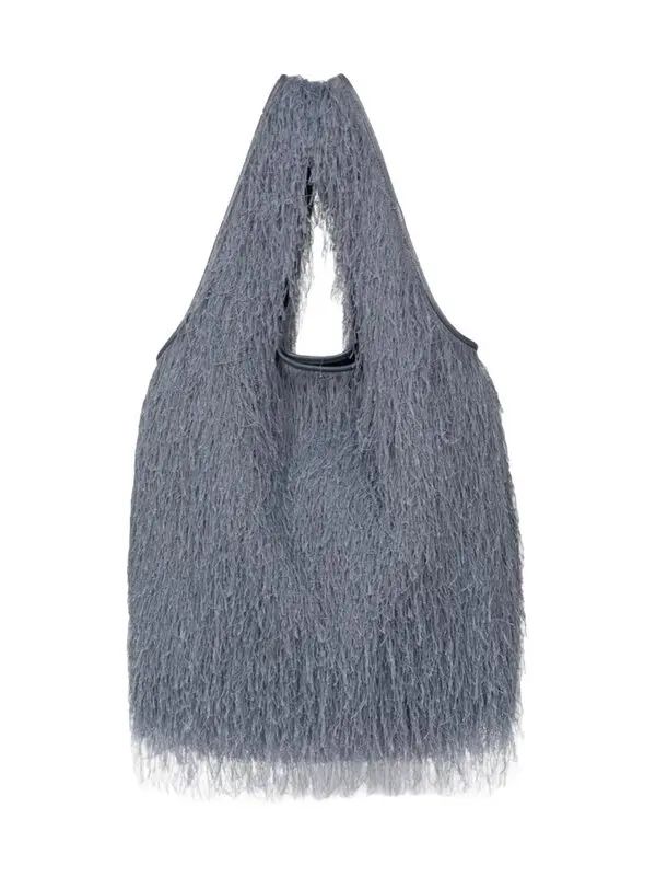 Dries Van Noten Large Fringed Tote Bag - Dark Gray