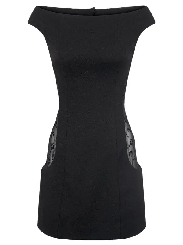 MARINE SERRE Sleeveless Mini Dress With Moon Pattern - Black