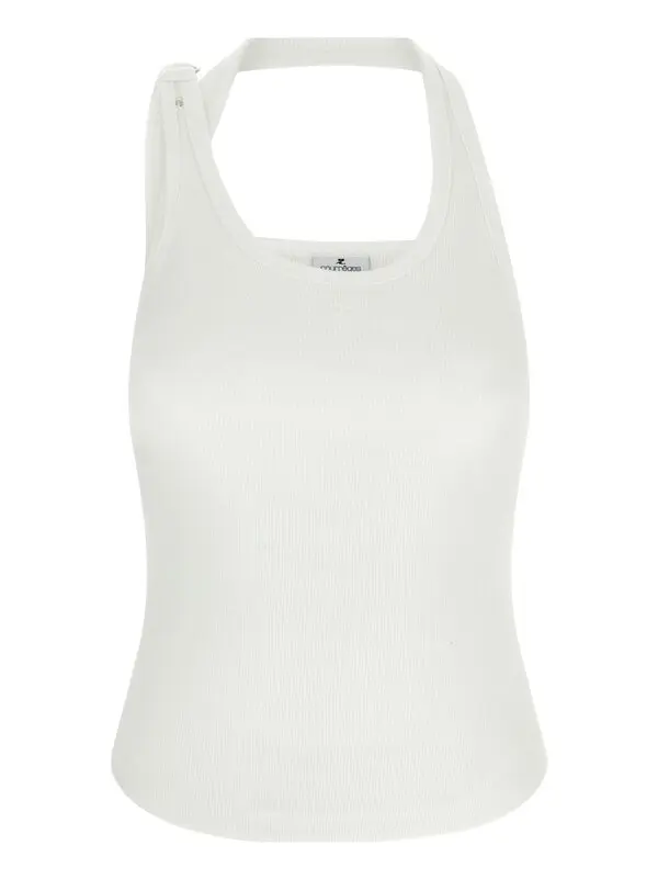 COURREGES Asymmetrical Buckle Tank Top - White