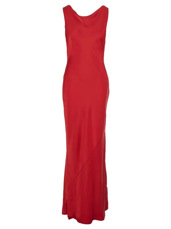 Norma Kamali Sleeveless Low-back Draped Gown - Tiger Red
