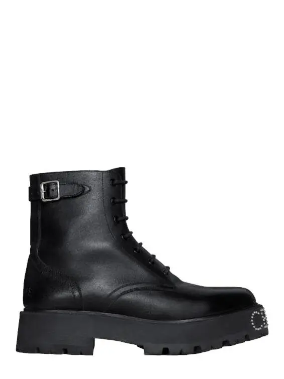 Celine Bulky Lace-up Boot With Studded Outsole - Black