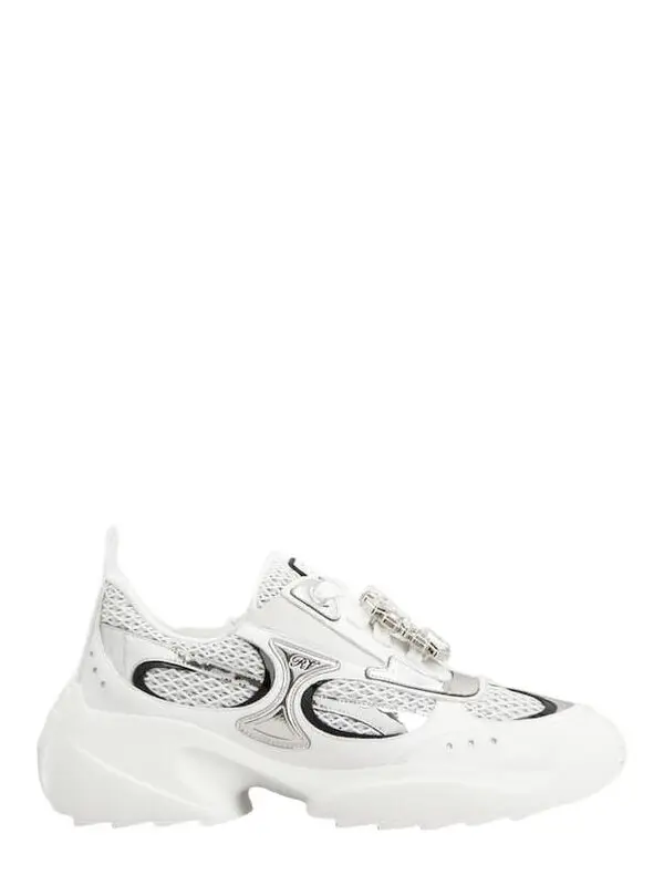 ROGER VIVIER Viv On The Run Sneakers With Crystal Buckle - White