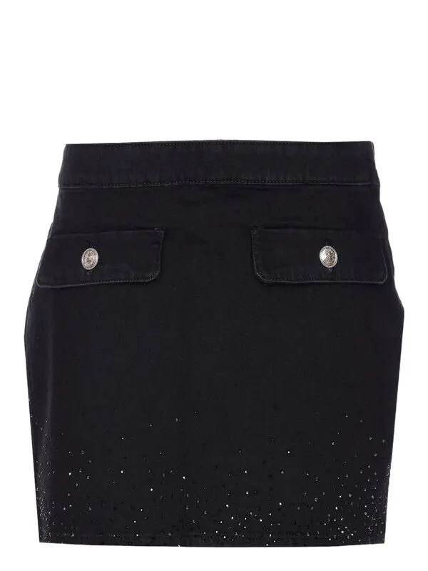 Liu Jo Embellished Crystal Pocket Mini Skirt - Black