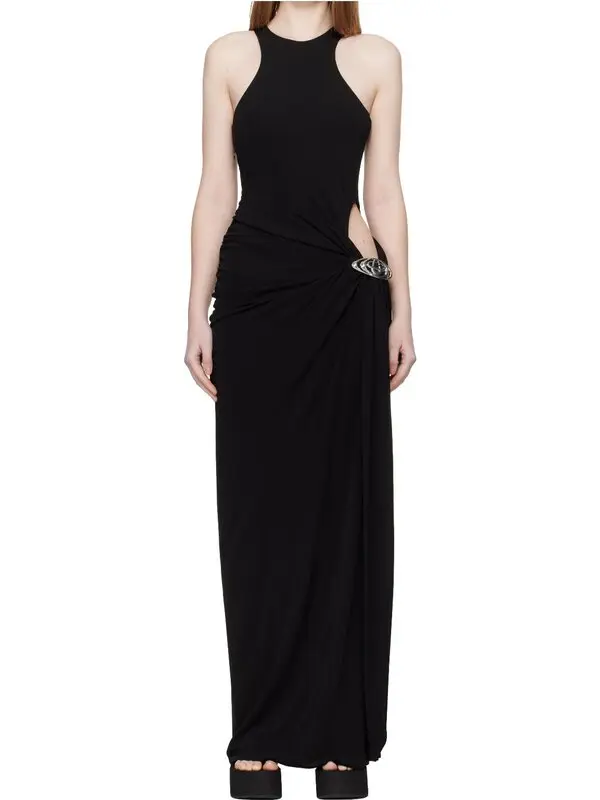 Casablanca Flowing Sleeveless Dress With Ruched Details - Black