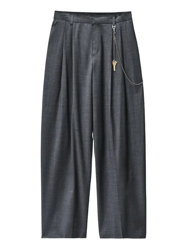 Alexander Wang Chain-detailed Pleated Wool Blend Trousers - Grey