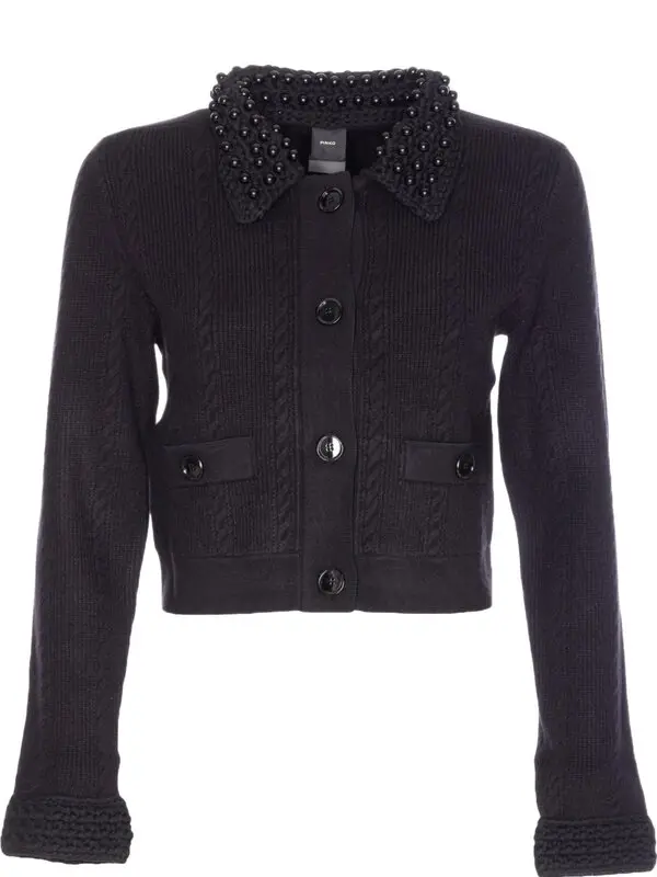 Pinko Embellished Collar Cardigan - Black
