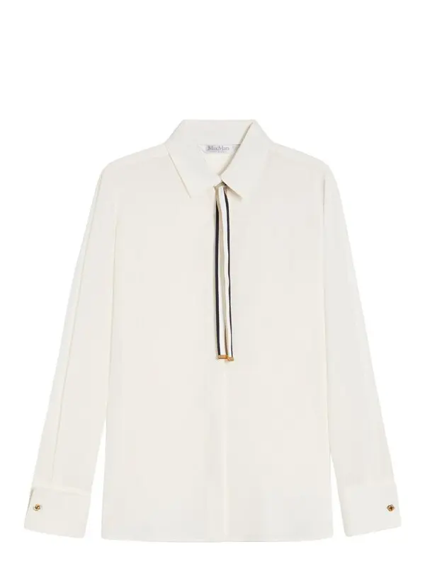 Max Mara Apollo Long-sleeved Shirt With Ribbon Detail - White