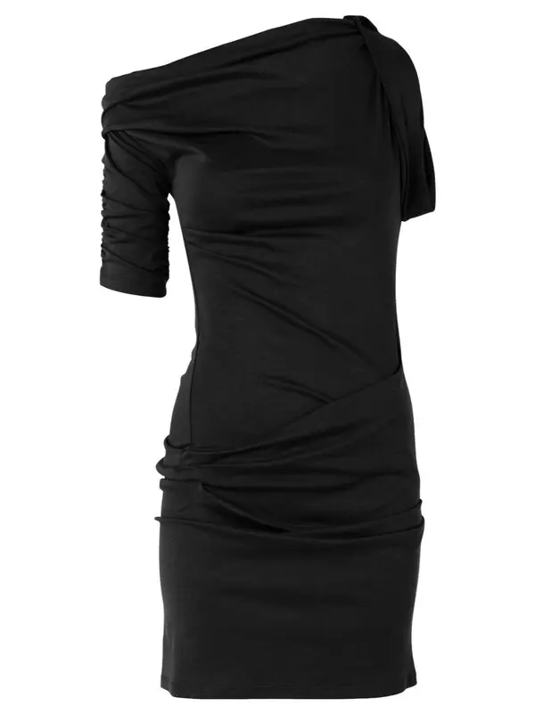 Jacquemus Draped Asymmetrical Boatneck Mini Dress - Black