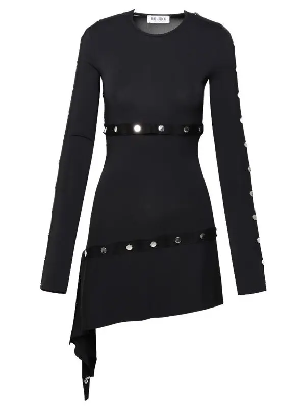 Attico Embellished Asymmetric Dress - Black