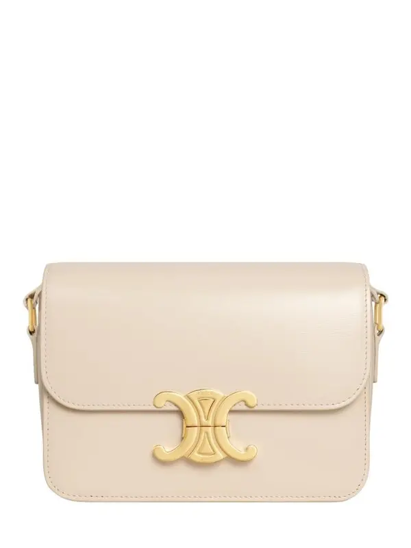 Celine Triomphe Bag In Shiny Calfskin - Cream