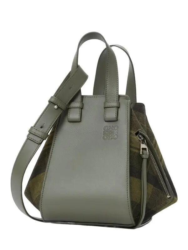 Loewe Hammock Printed-tartan Tote Bag - Khaki/green