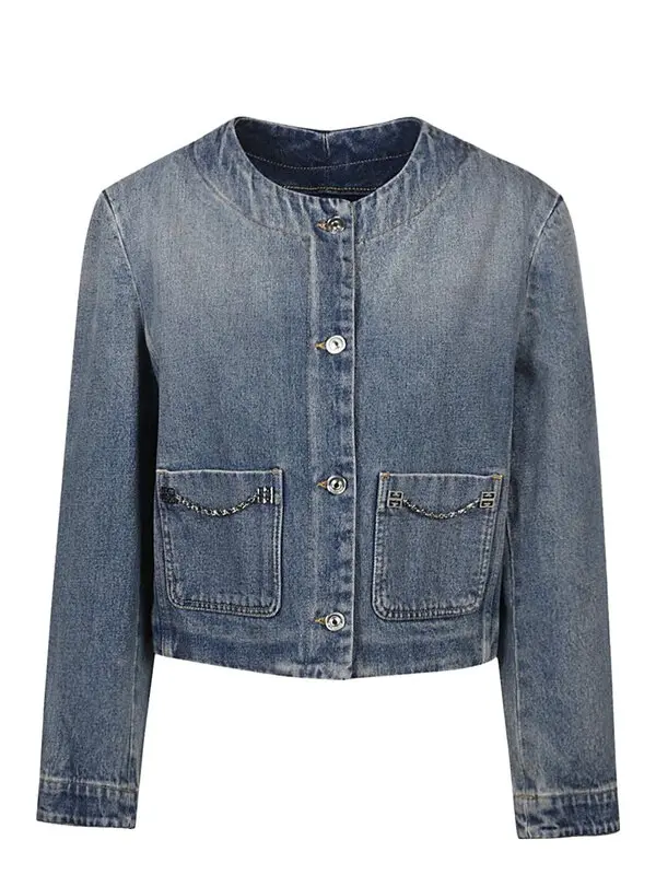 Givenchy Chain-detailed Denim Jacket - Medium Blue