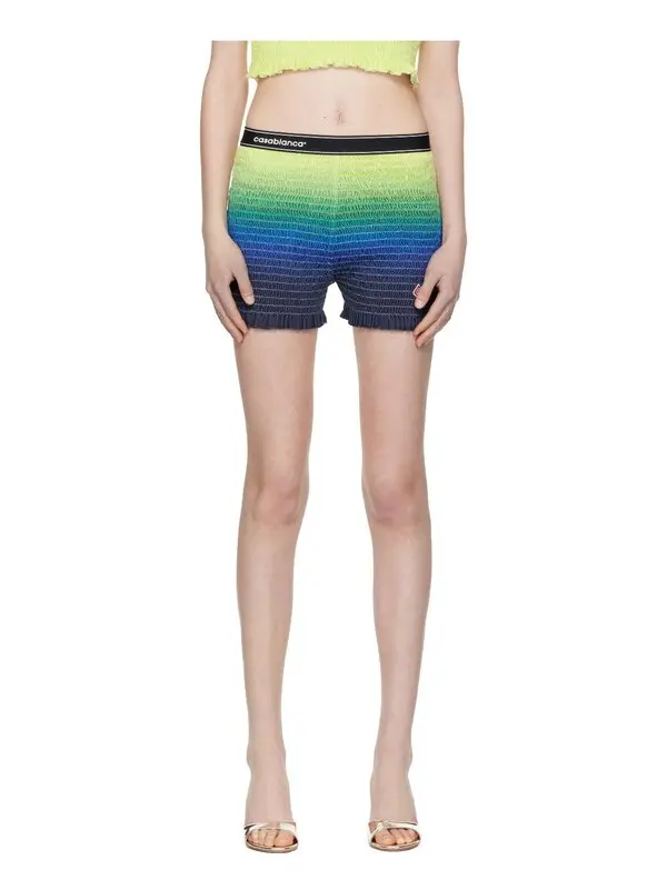 Casablanca Knitted Gradient Shorts With Logo Embellishments - Nude
