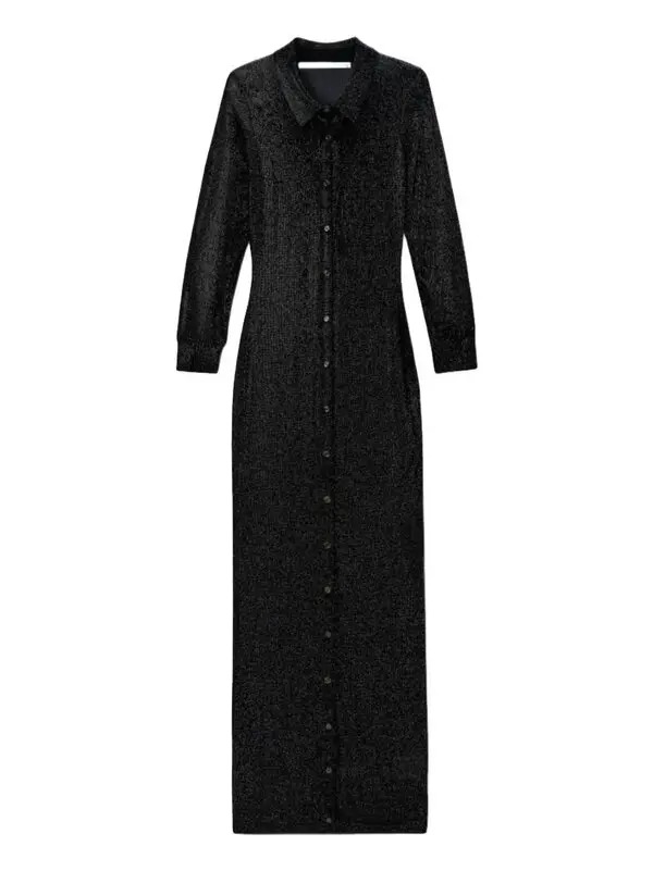 Alexander Wang Crystal Hotfix Long-sleeved Polo Dress - Black