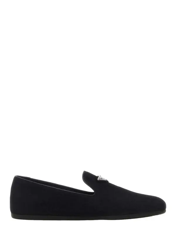 Prada Suede Slippers With Triangle Logo - Blue