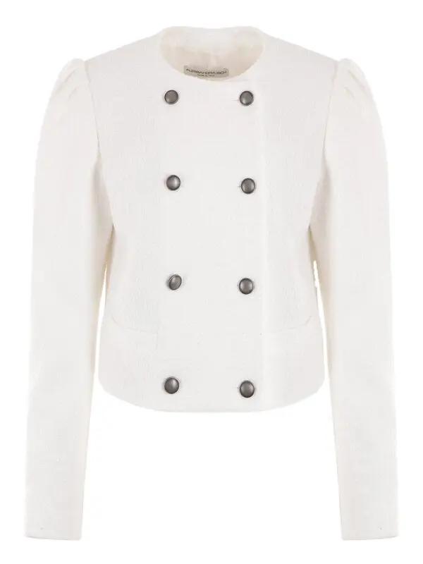 Alessandra Rich Double-breasted Bouclé Jacket - White