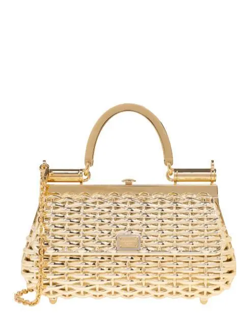 Dolce & Gabbana Sicily Logo Tag Box Handbag - Nude