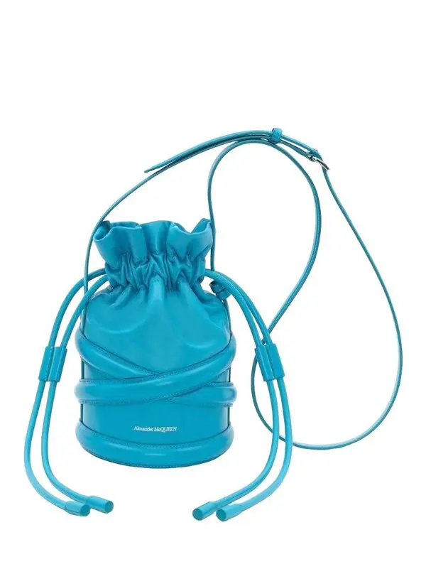 Alexander McQueen Logo Detailed Drawstring Bucket Bag - Blue