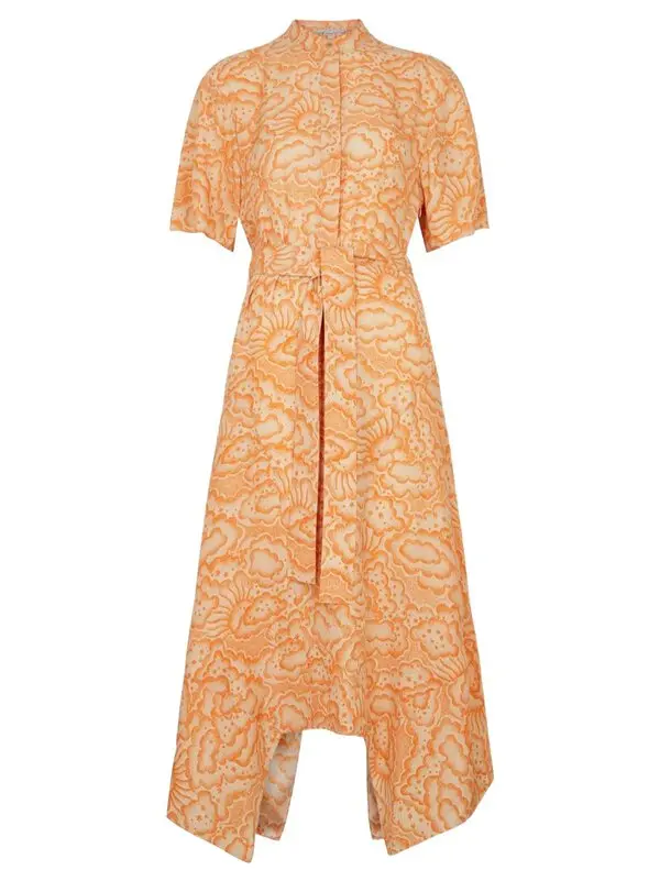 Stella McCartney Patterned Midi Dress With Belt - Nude