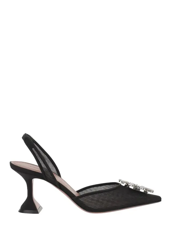 Amina Muaddi Pointed High-heeled Slingback Sandals - Black